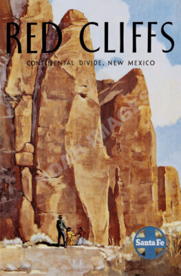 Red Cliff Continental Dive Santa Fe vintage train travel promo poster ...