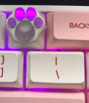 White Clear Cat Paw Mechnical Keycap Heavy Shine Through | eBay
