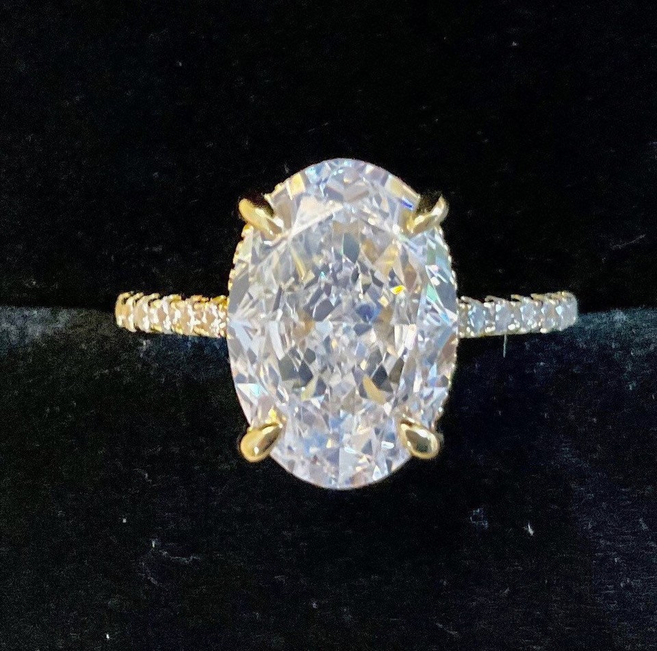18k Gold White Diamond Lab Created Ring | Oval Lab Diamond Ring | | eBay