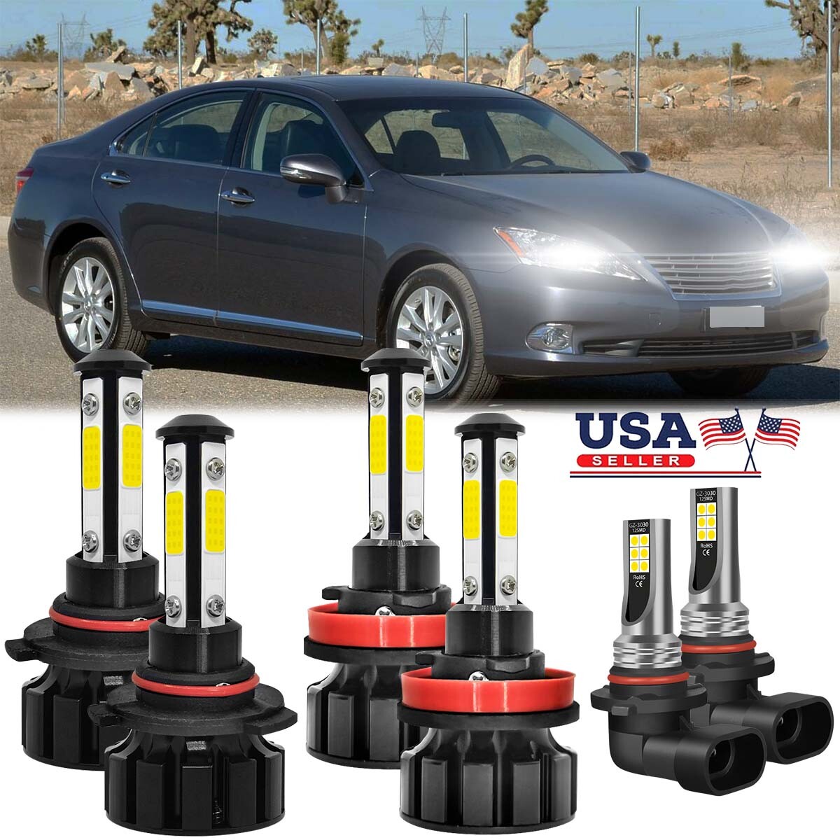 For Lexus ES350 2010 2011 2012 LED Headlight Hi/Low + Fog Light Bulbs ...