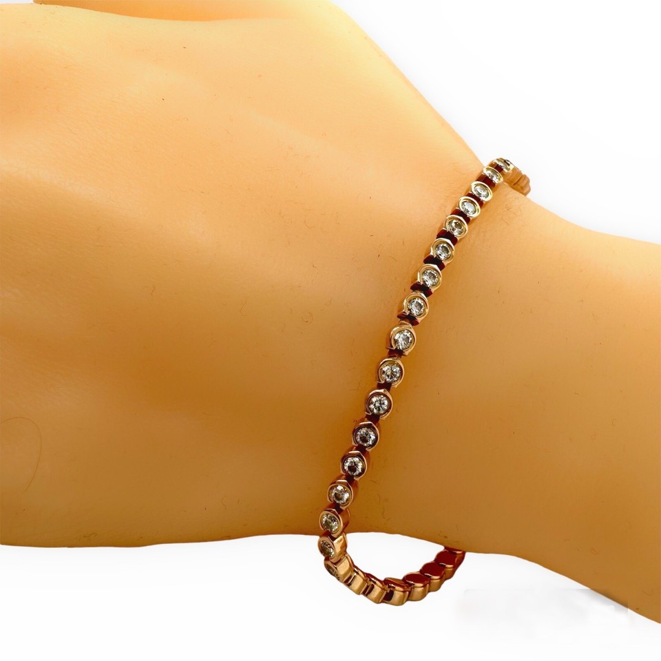 Cartier C De Cartier Diamond Tennis Bracelet 18kt Rose Gold 1 56 Tcw Ebay