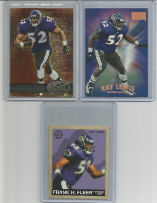 Ray Lewis 1997 Skybox Metal Premium & Fleer Goudey ROOKIE 3 Card LOT ...