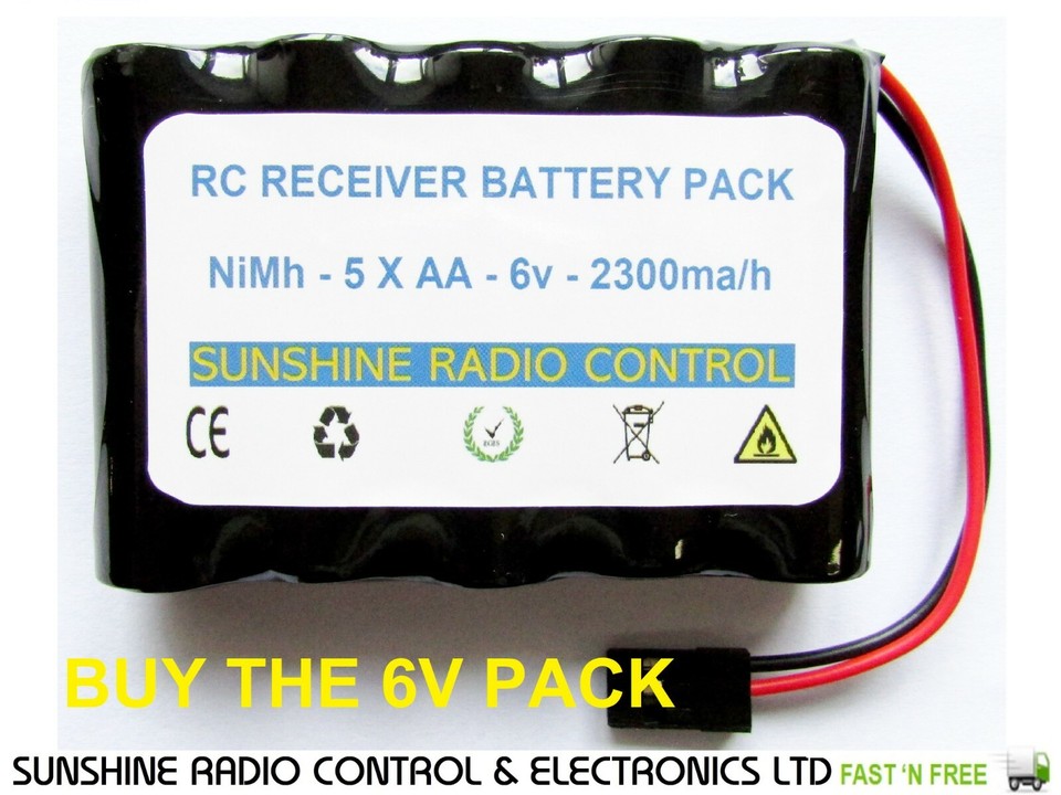 RC Receiver RX Battery Packs Premium 4.8 / 6v 2300mAh Flat NiMh AA ...