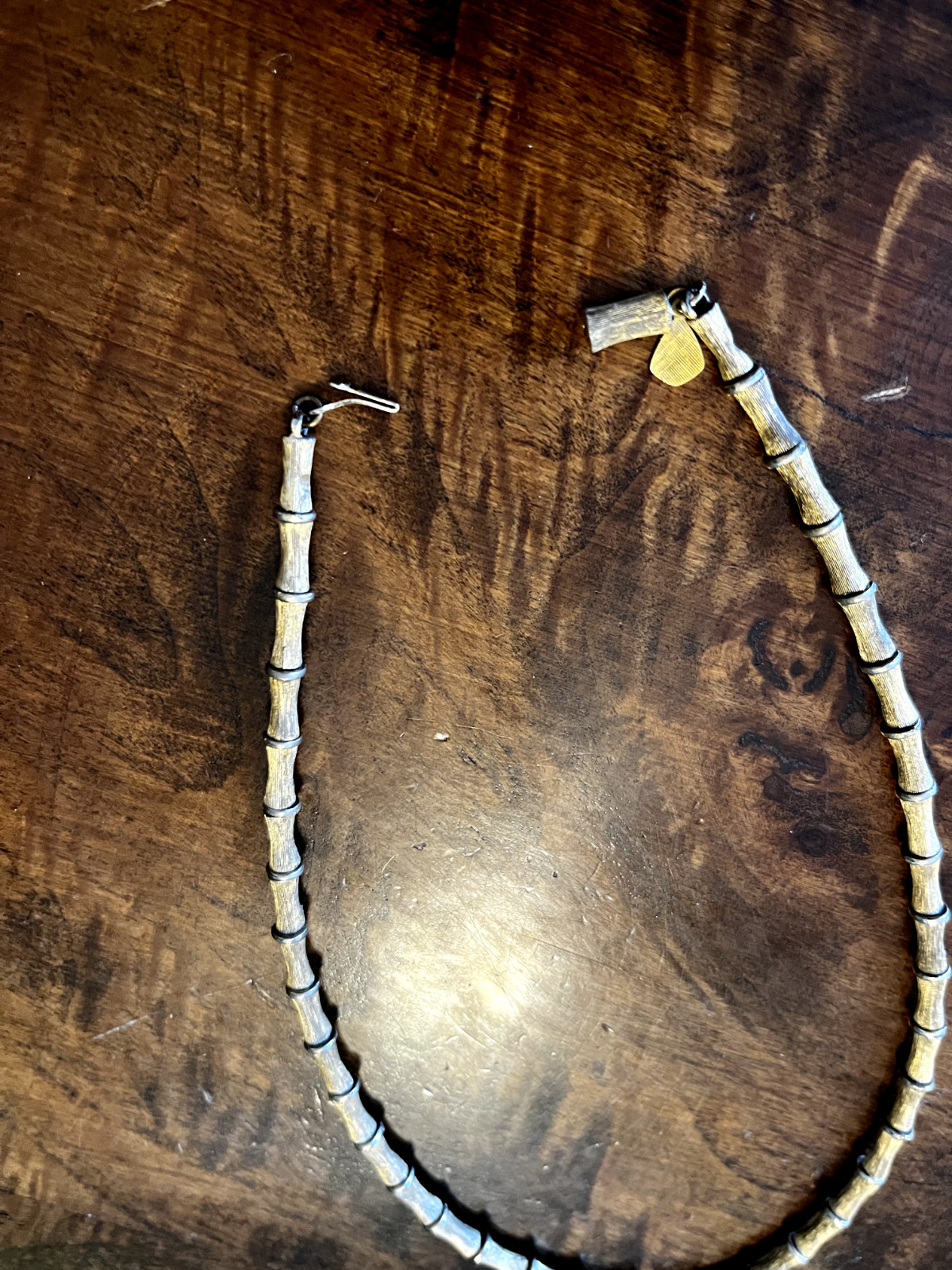 Vintage Biagi Etched Gold Bamboo Chocker Necklace - Gem