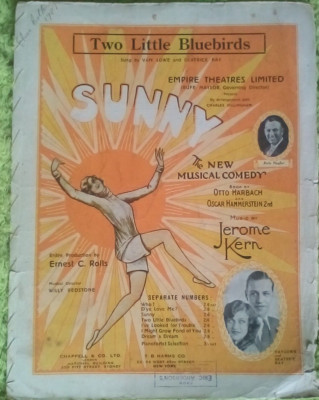 cc OLD USED SHEET MUSIC TWO LITTLE BLUEBIRDS SUNNY MUSICAL 6 PAGES ...