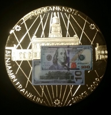 AMERICAN MINT BENJAMIN FRANKLIN BANKNOTES OF THE USA COIN MEDAL $100 ...