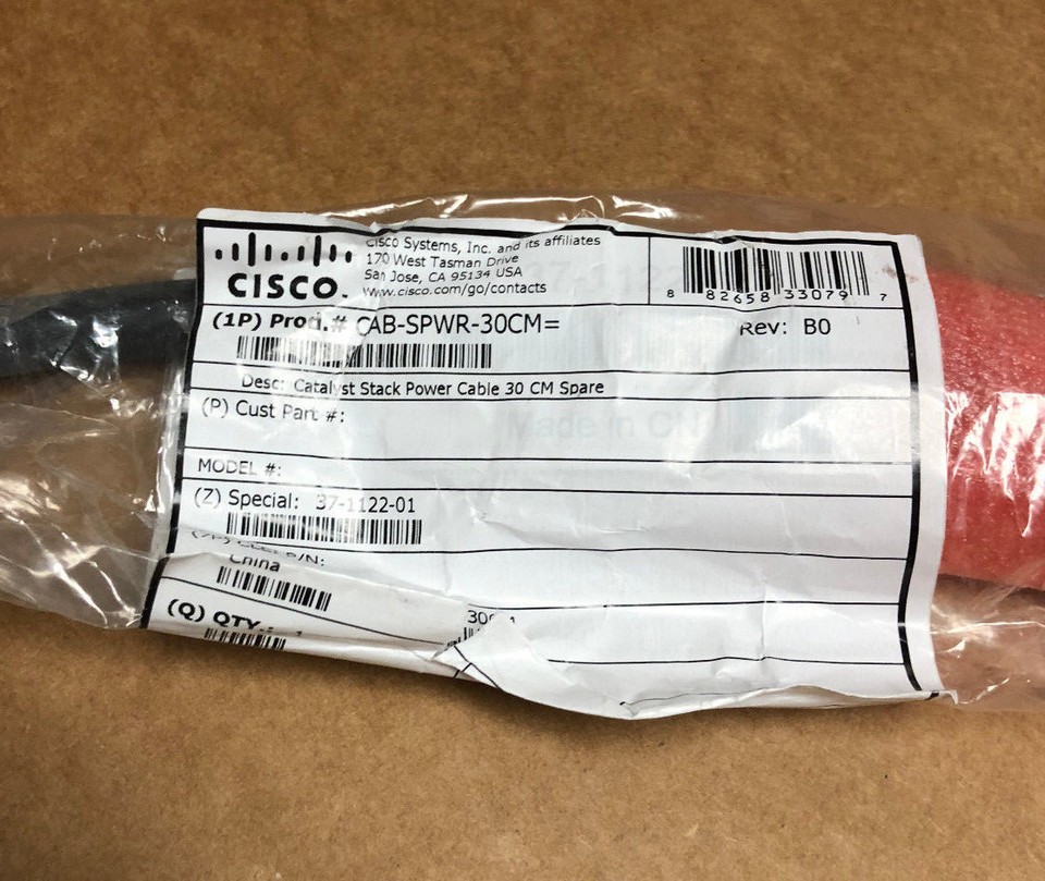 Cisco CAB-SPWR-30CM 3750x/3850 stack power cable | eBay