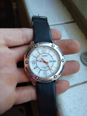 Casio 5125 MTP-1327 Men's Quartz Wristwatch Day Date Window Leather ...