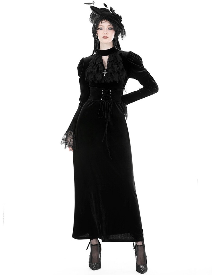 Dark In Love Womens Long Victorian Gothic Mourning Velvet Maxi Dress | eBay