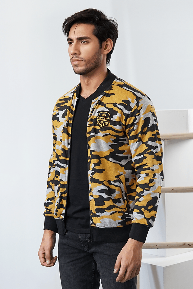 Men's Stylish Camo Fleece Jacket Yellow | eBay