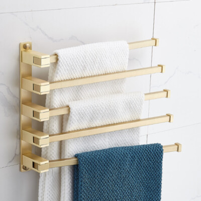 Brushed Gold Five Layers Towel Rack Towel Bar Bathroom Hardware ...