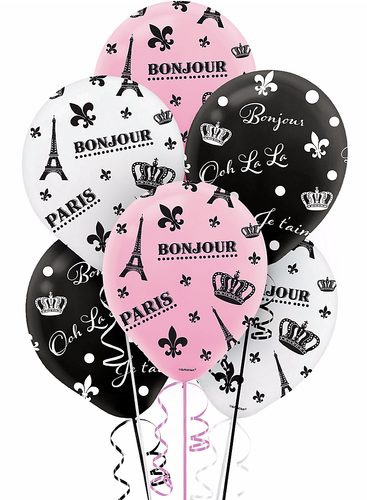 Amscan Day in Paris 12" Latex Balloons 6 Ct Party Supplies Greeting ...