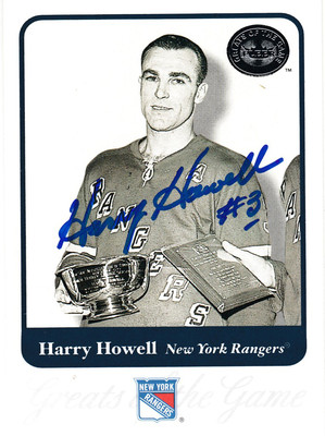 Harry Howell NHL Rangers SIGNED CARD Hall of Fame HOF AUTOGRAPHED | eBay