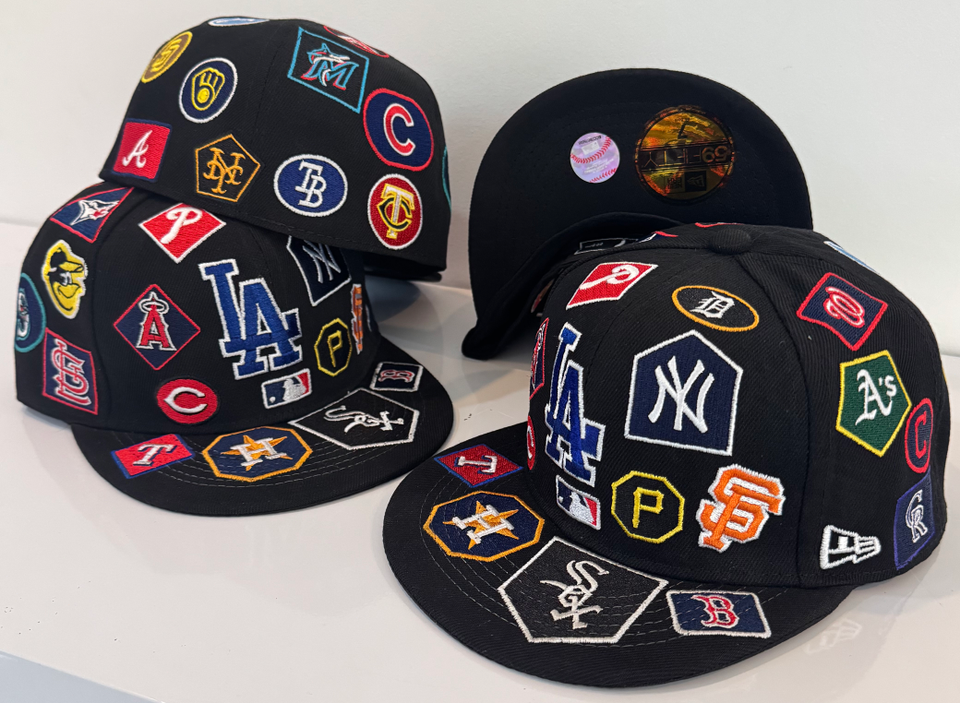 MLB Era Multi Teams Patch Logos Fitted Hat All Star 59FIFTY Baseball ...