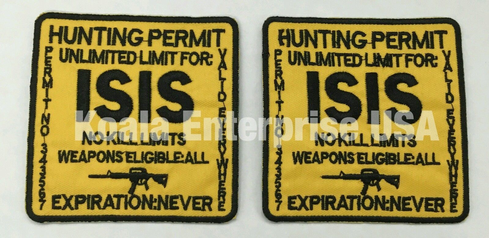 ISIS HUNTING PERMIT USA MILITARY TACTICAL DESERT IRON ON MORALE BADGE ...