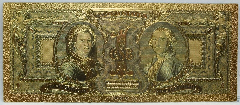 24K Gold-Plated Foil Note Currency Bill Paper Money Novelty Famous Cash ...