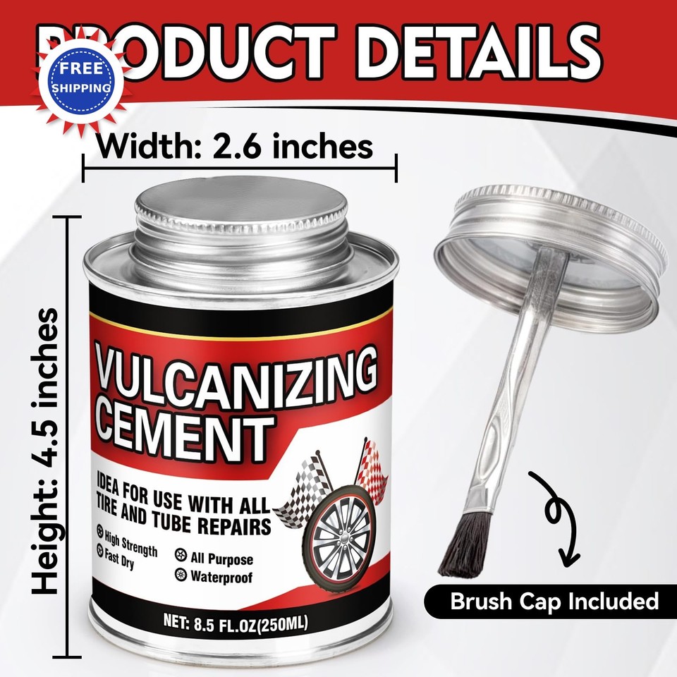 Tire Repair Cement Vulcanizing Glue 8.5FL.Oz Heavy Duty Rubber Adhesive ...