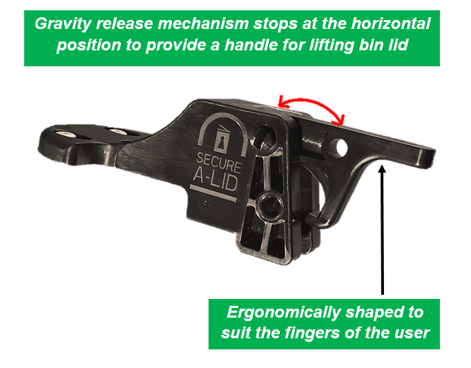 Wheelie bin lock, wheelie bin, wheelie bin lid lock, gravity lock, bin ...