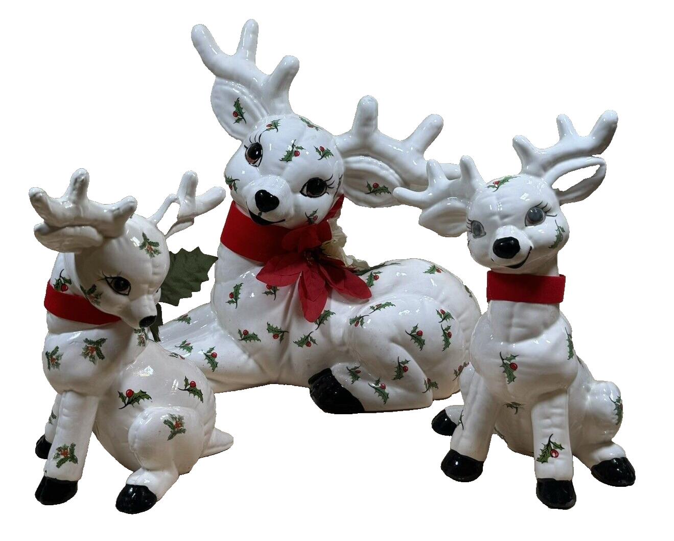 Vintage 3 Kimple Ceramic Mold Christmas Reindeer Figurines Hand-painted ...