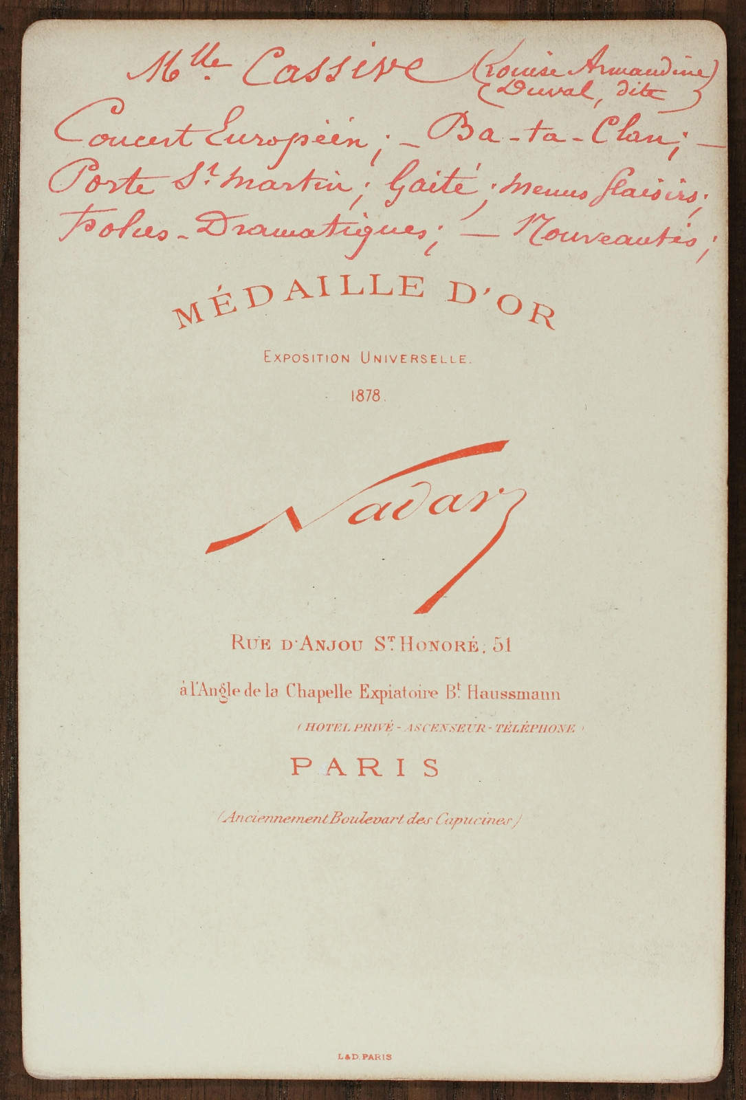 Armande Cassive, Actrice de théâtre, Cabinet card, Photo Nadar Paris | eBay