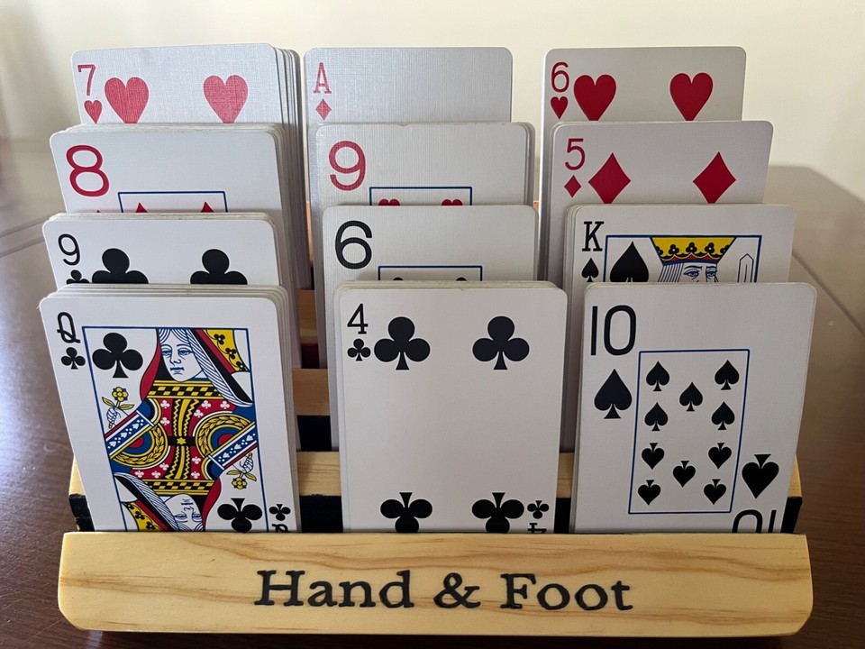 Hand and Foot card set: card trolley on wheels, book/canasta holders ...