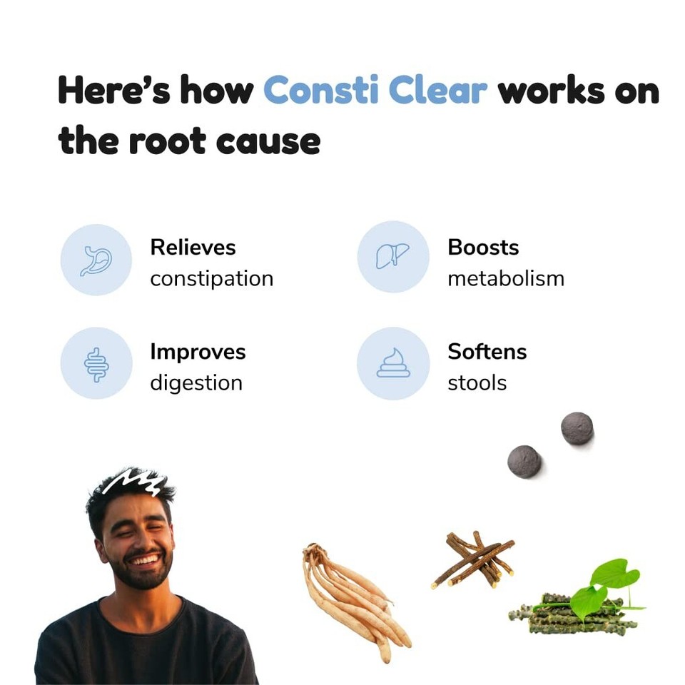 Traya Consti Clear Tablets Relieves Constipation Digestion 60 Tablets ...