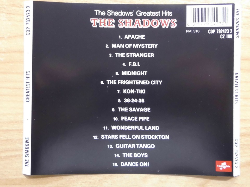 THE SHADOWS CD: GREATEST HITS (UK;Columbia ‎– CDP 7 92423 2) | eBay