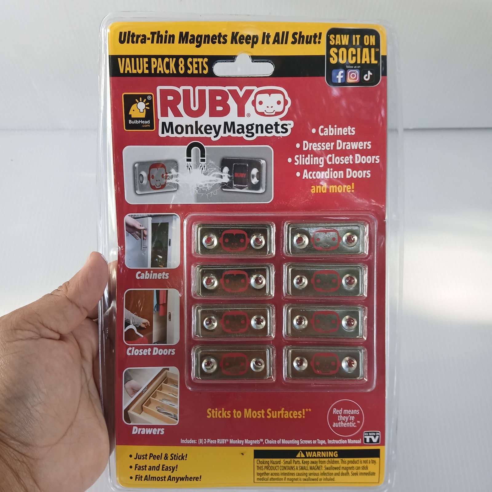 Ruby Monkey Magnets Ultra-Thin Magnetic Plates Keep It All Shut, As ...
