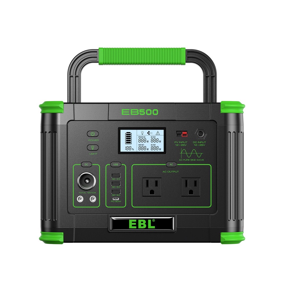 500W 519Wh Power Station Portable Solar Generator RV Backup Battery ...