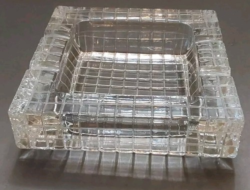 Art Deco Ashtray/Trinket Tray Cubed Glass: 6" Square. Pre-Owned. | eBay