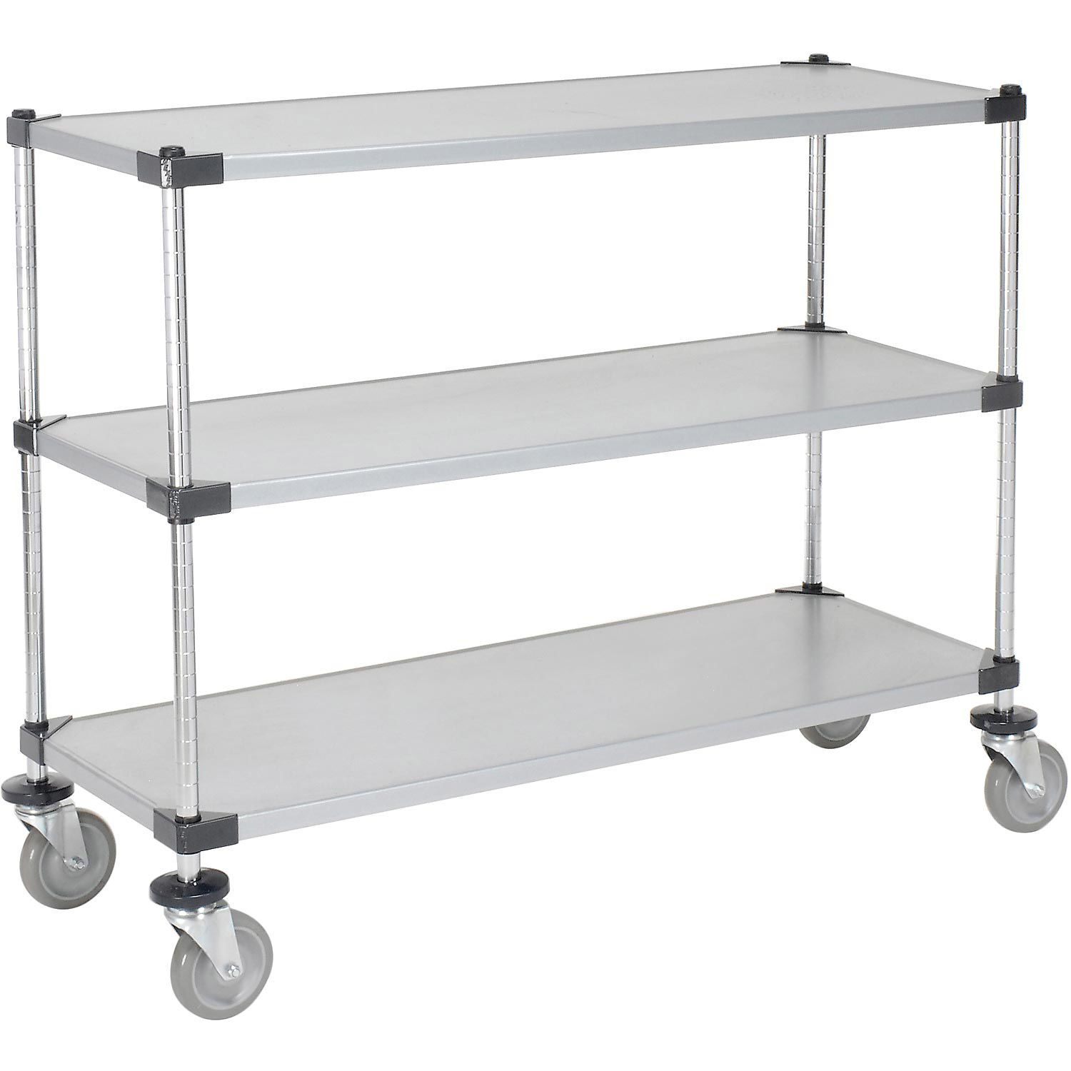 Nexel Adjustable Solid Galvanized Shelf Cart 3 Shelves 800 Lb. Cap 48"L ...