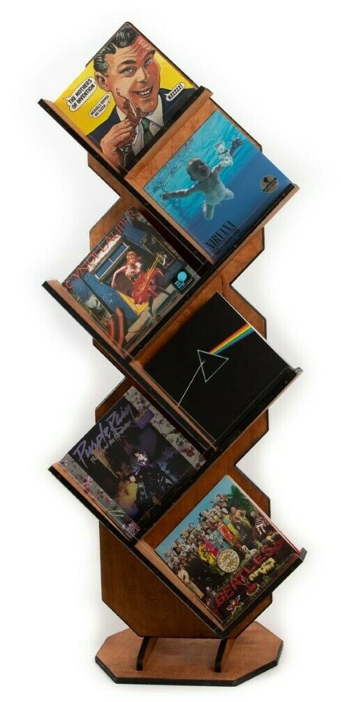 NEW Vinyl Record Storage Cabinet Shelf Display LP Album Stand Solid ...