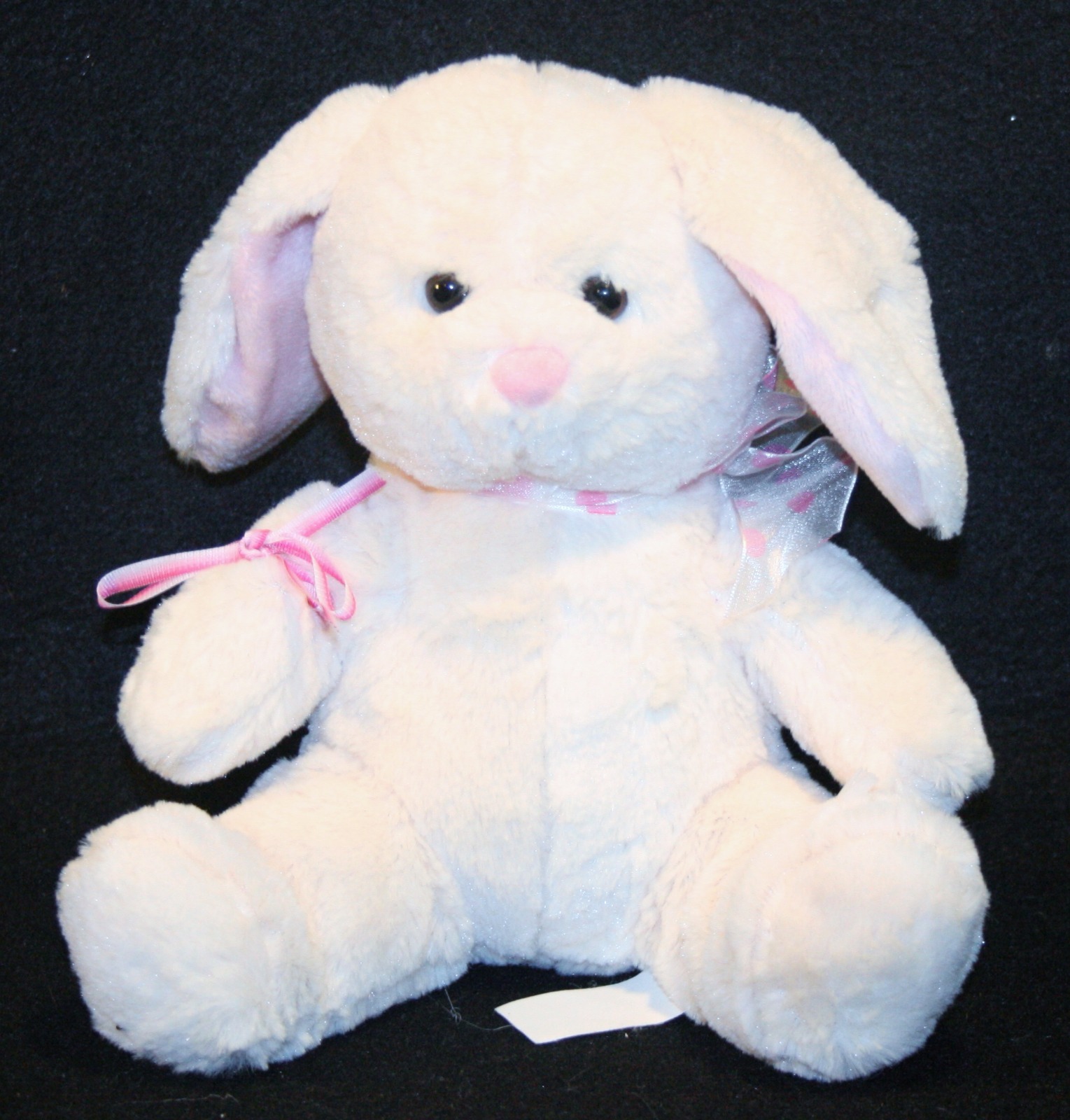 Plush Bunny Rabbit Pink Ears Nose Polka dot Bow Stuffed Lovey 7.5" | eBay