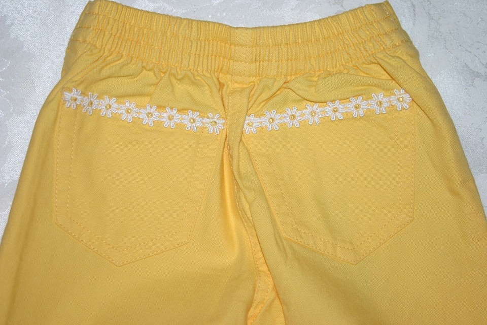 Gymboree SUNSHINE DAYDREAMS Yellow Capris Pants w/ White Daisy trim NWT ...