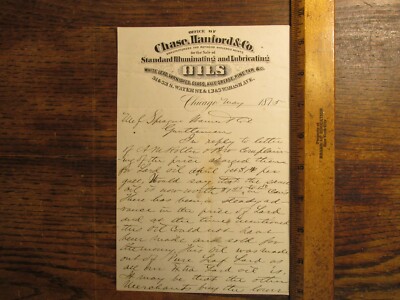 Antique Ephemera 1875 Letterhead Chicago Chase Hanford Oils White Lead ...