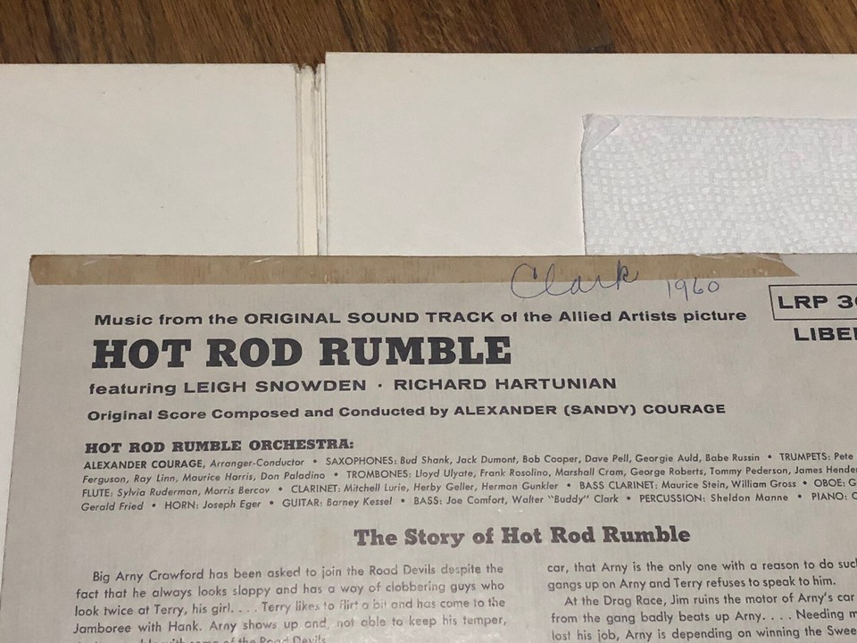 HOT ROD RUMBLE OST 1957 Liberty Mono Deep Groove LP LRP 3048 VG / Very ...