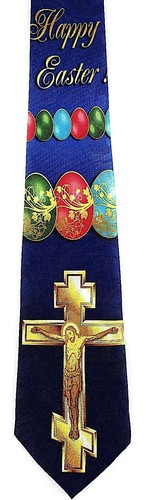Easter Cross Men's Necktie Jesus Christian Religious Holiday Egg Blue ...