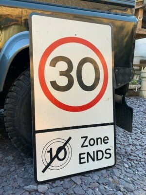 Aluminium UK Large Road Sign - 30 mph ZONE ENDS - MAN CAVE BAR | eBay UK