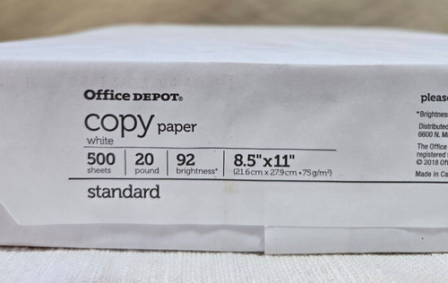 Office Depot Copy & Print Paper White 500 Sheets - 20 Pound - 92 Bright ...