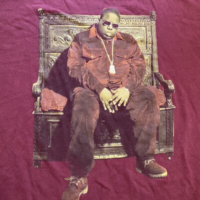 THE NOTORIOUS B.I.G. “Biggie Chair” Licensed Rap Shirt Red Maroon Size ...