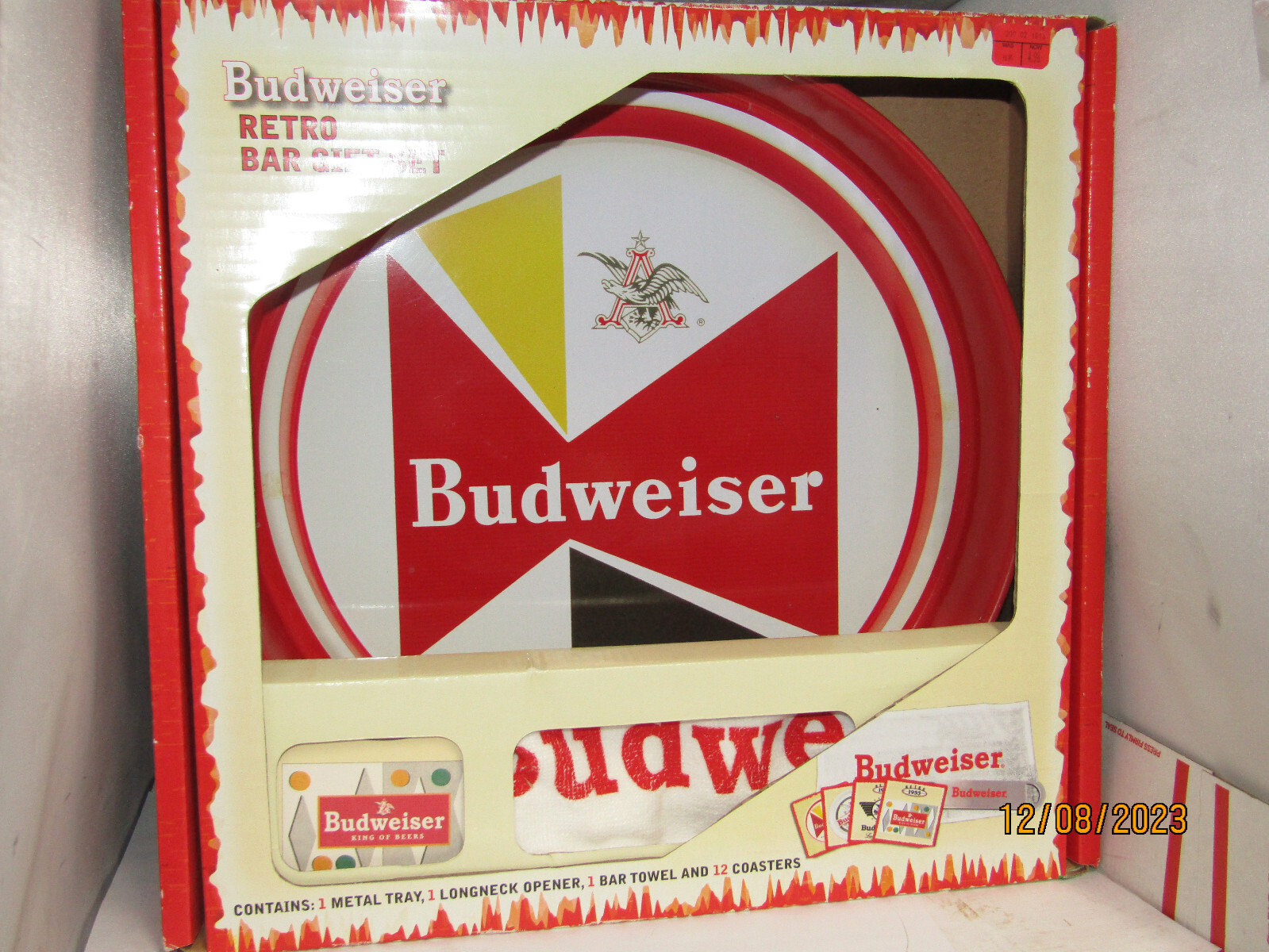 Budweiser 2008 Retro Bar Gift Box Set Coasters Towel Bottle Opener | eBay