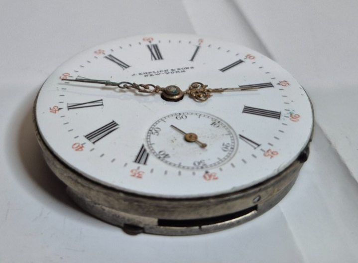 J. EHRLICH & SONS NEW-YORK Pocket Watch Movement For Parts or Repair ...