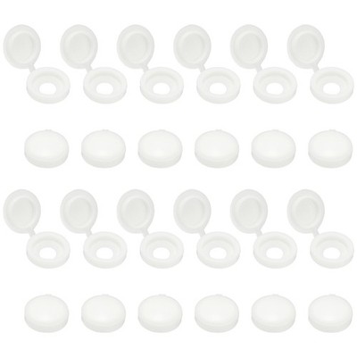 200Pcs Hinged Screw Cover Caps Plastic Screw Cap Fold Snap Covers White ...