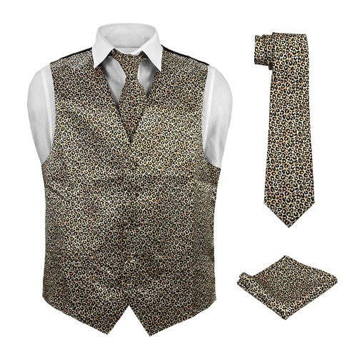 Concitor Men's Dress Vest CHEETAH Skin Pattern Design Mens Necktie ...