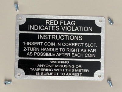 DUNCAN MODEL 50 PARKING METER INSTRUCTION PLATE & 4 RIVETS. METAL, NOT ...