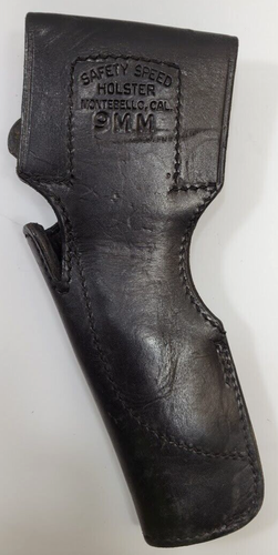 Vintage Black Leather Right Hand9MM Safety Speed Holster Montebello Cal ...