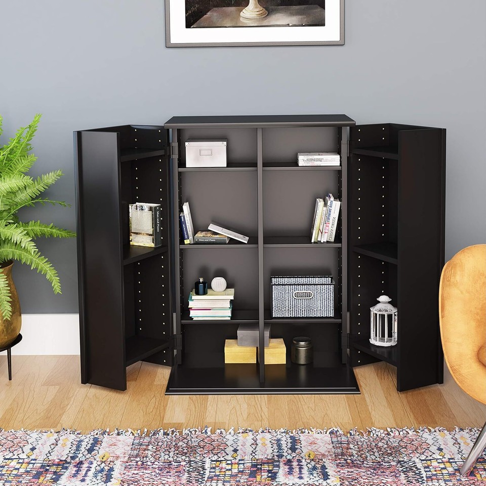 DVD CD Blu-Ray Storage Media Tower Unit Rack Home Movie Cabinet Locking ...