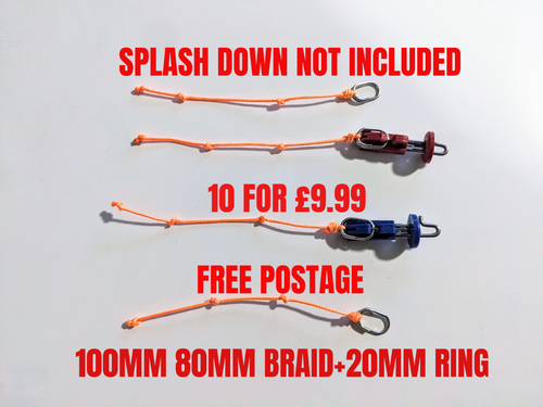 10 Dingle Dongle Sea Fishing 100mm 300lb Braid with oval ring to use ...