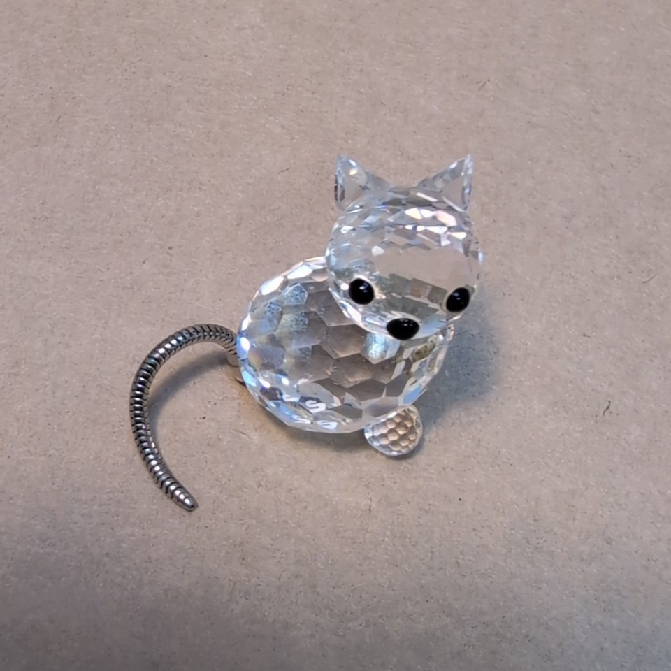 Vintage Small Swarovski Crystal Glass Cat Kitten Figure With Metal Tail ...