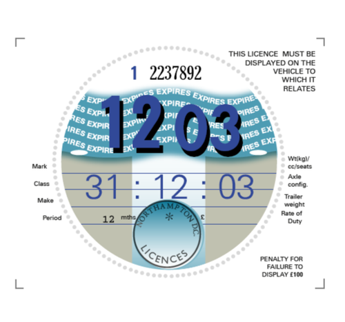 TAX DISCS REPLICA X 2 BLANK NO DETAILS ONLY DECEMBER 2003. WITH ...